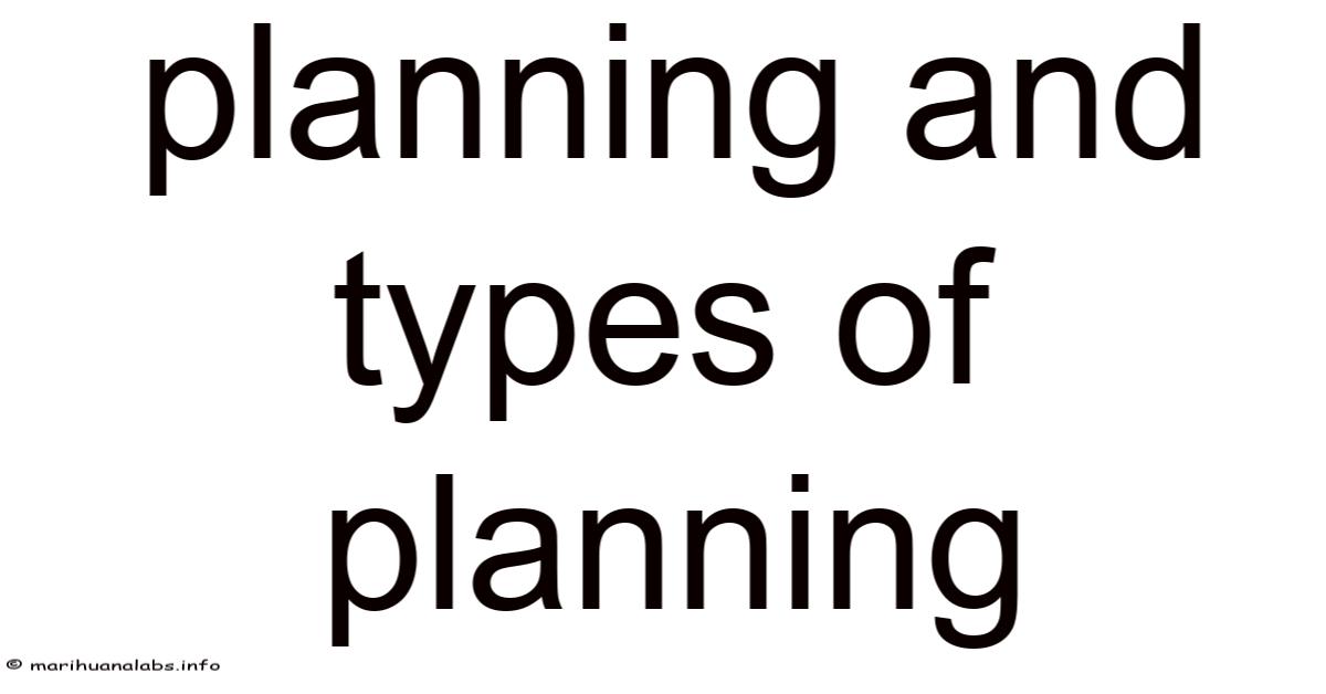 Planning And Types Of Planning